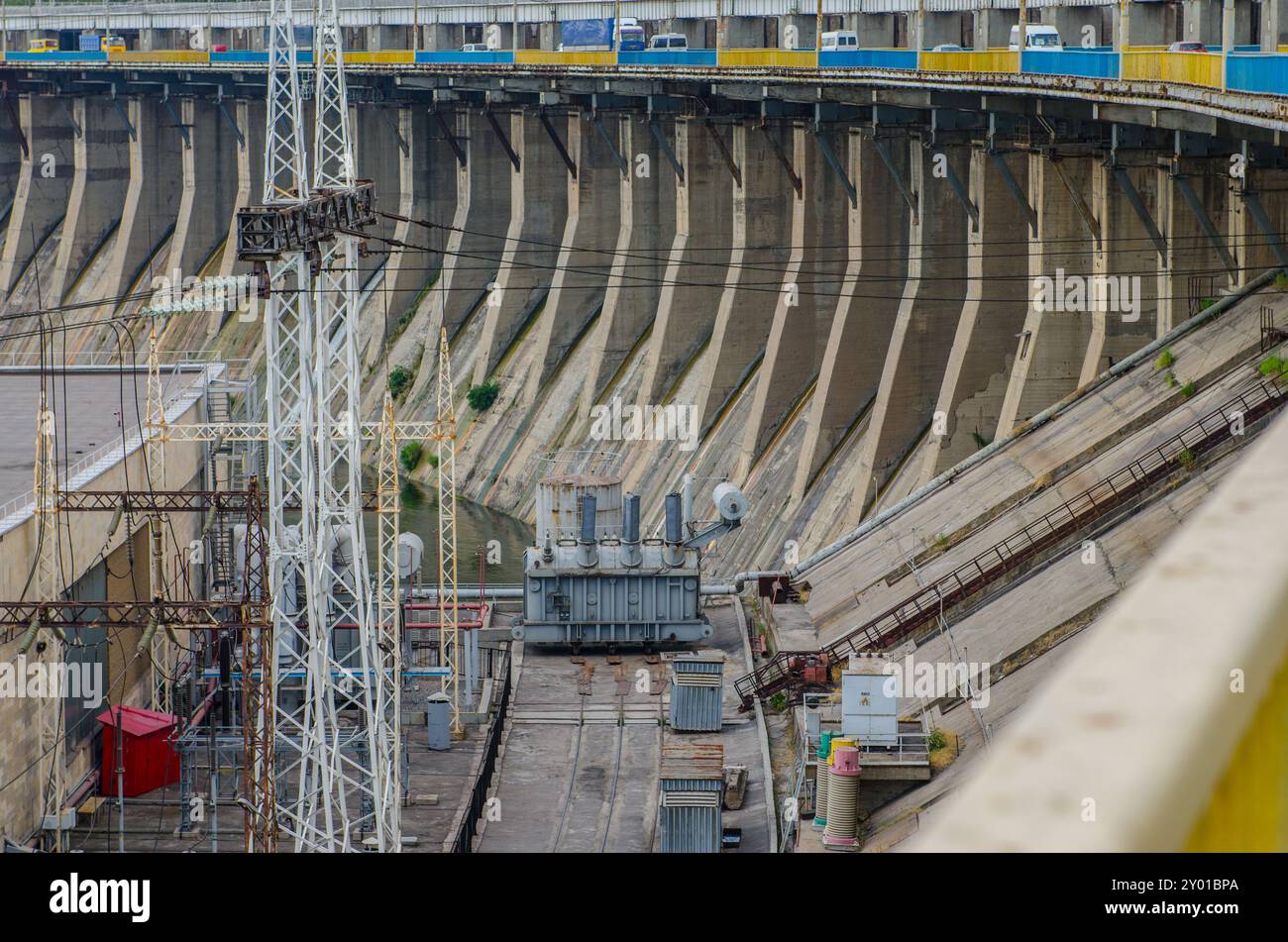 bridge hydroelectric plant on blue sky background Stock Photo - Alamy