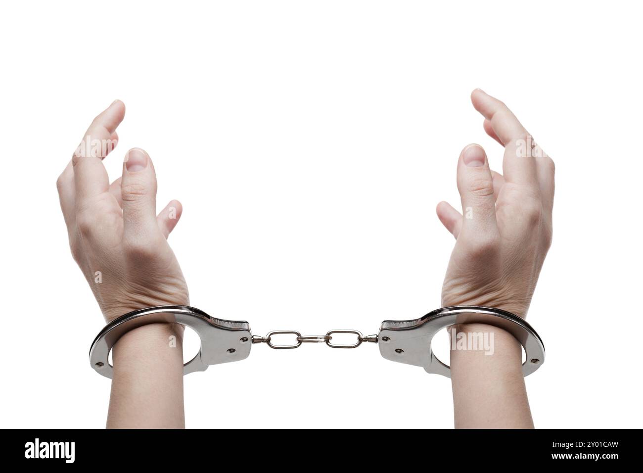 Police law steel handcuffs arrest crime human hand Stock Photo - Alamy