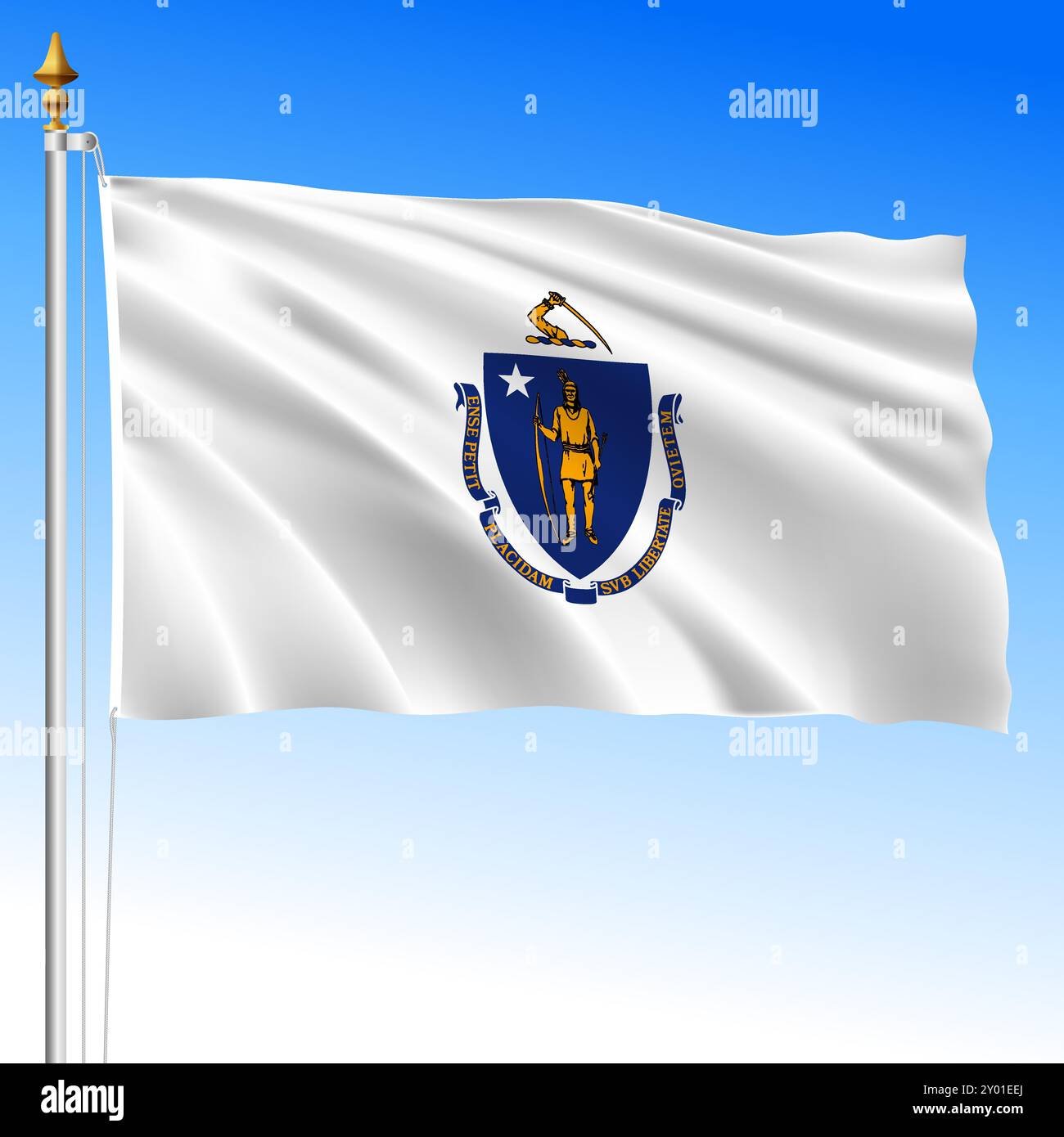Massachusetts federal official waving flag, United States of America ...
