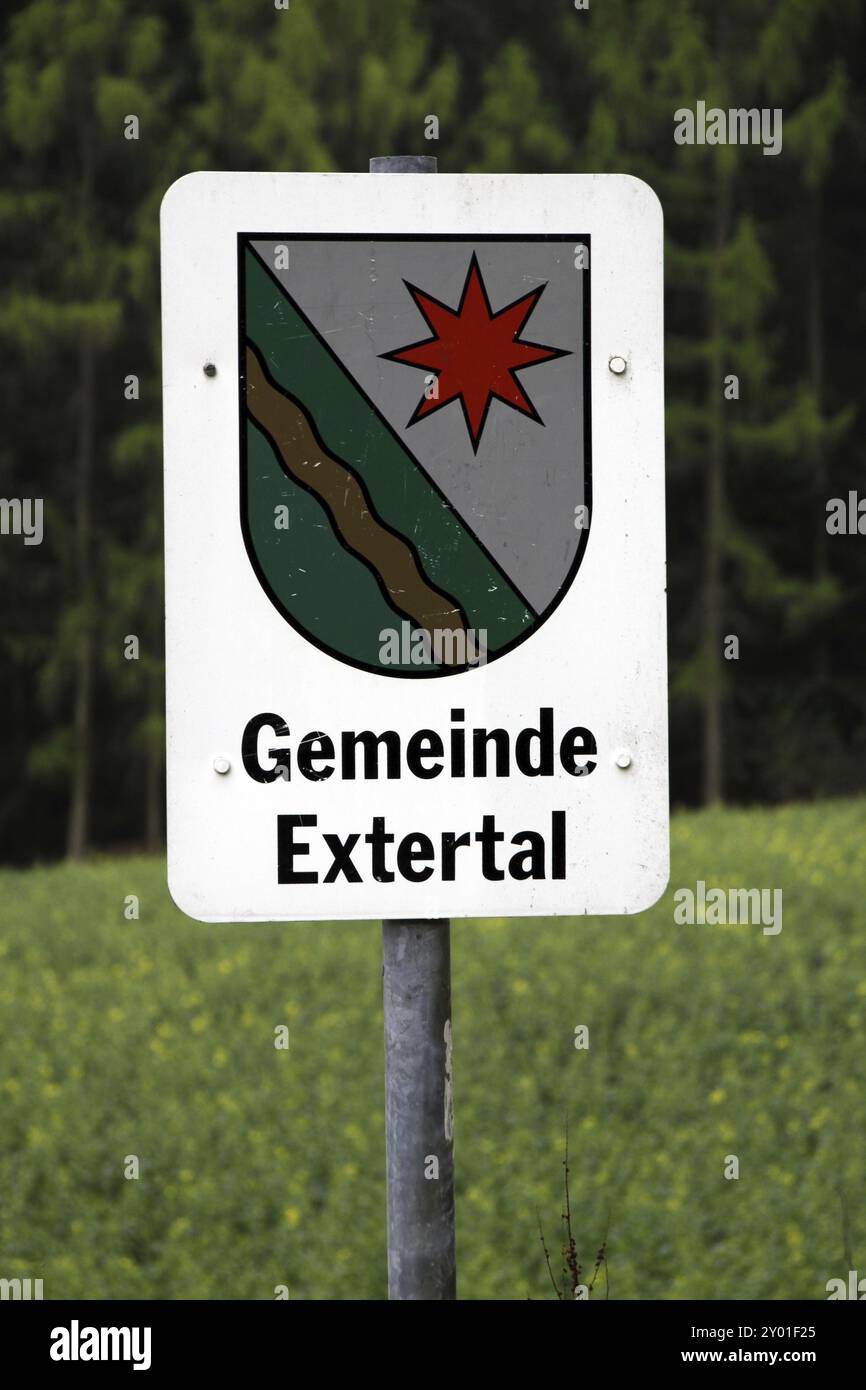 Extertal municipality (signpost Stock Photo - Alamy