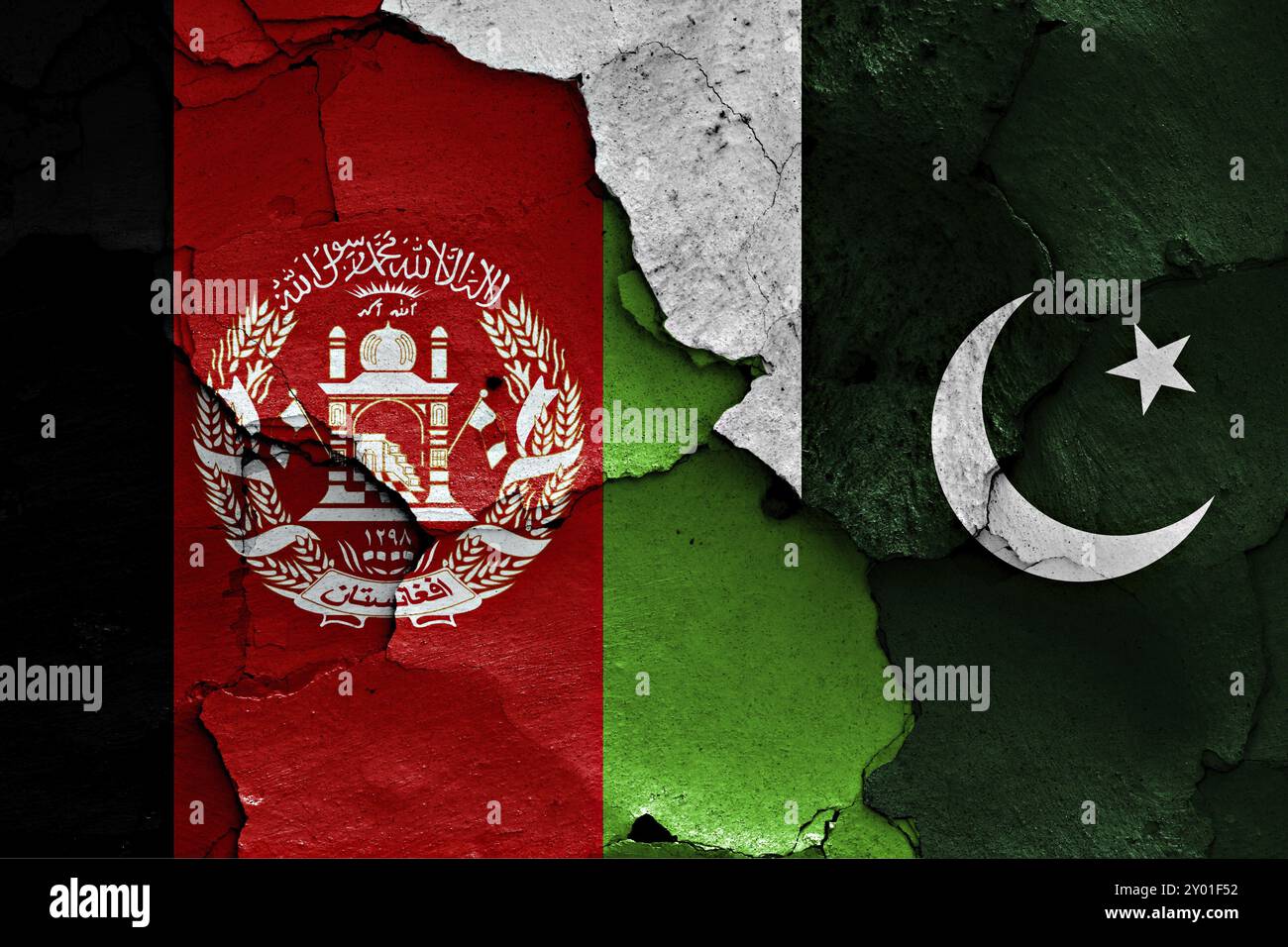 Flags of Afghanistan and Pakistan painted on cracked wall Stock Photo ...