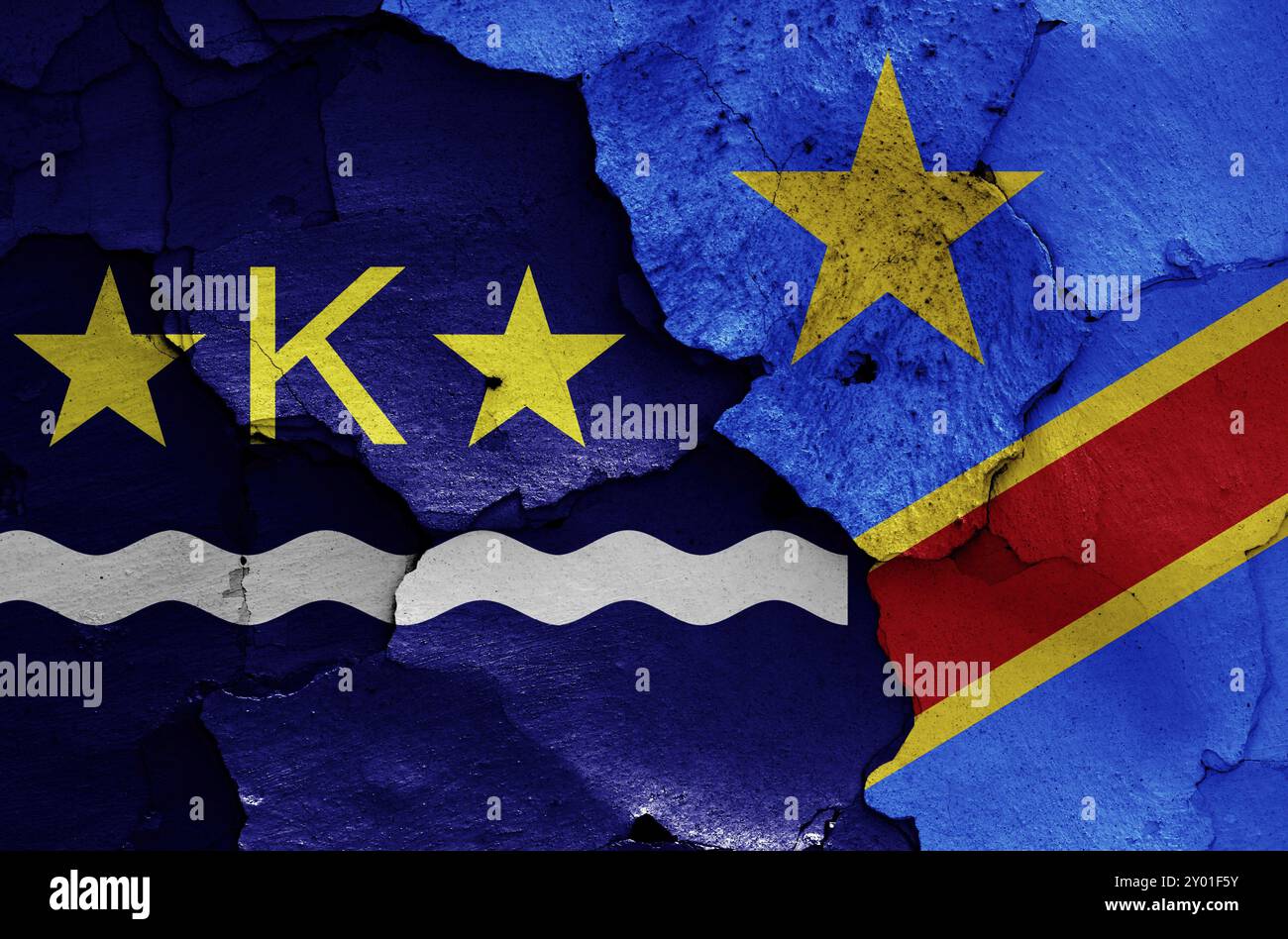 Flags of Kinshasa and Democratic Republic of the Congo painted on ...