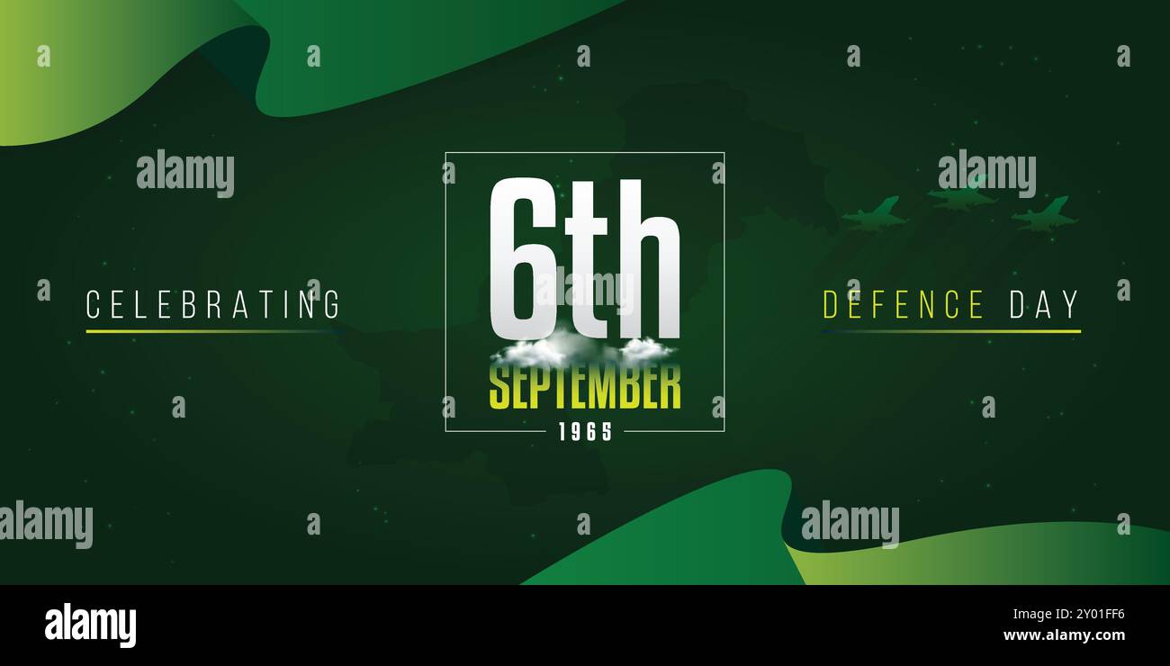 6th September Defence Day of Pakistan. Celebration Banner Concept Green ...