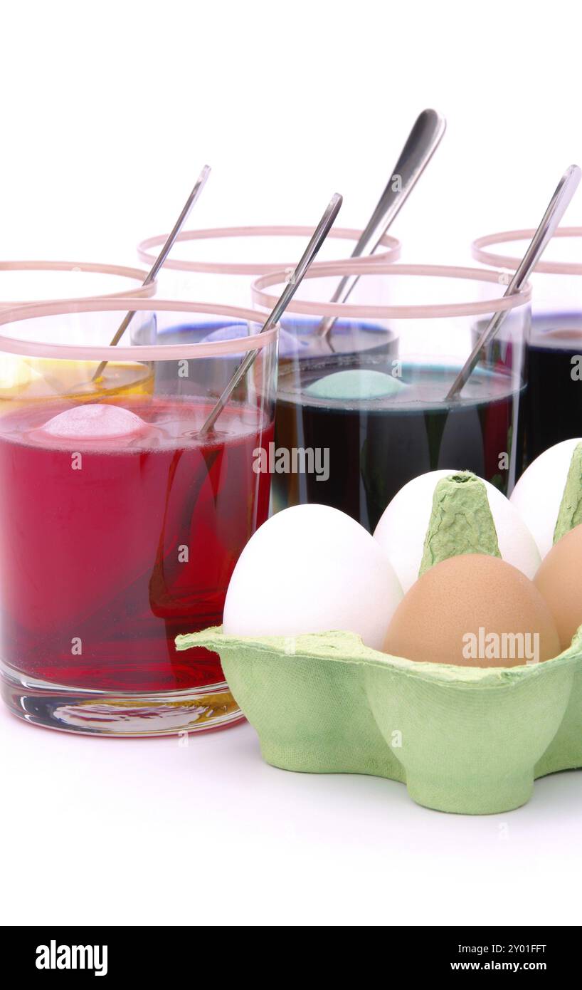 Easter egg dyeing, easter eggs colour Stock Photo - Alamy