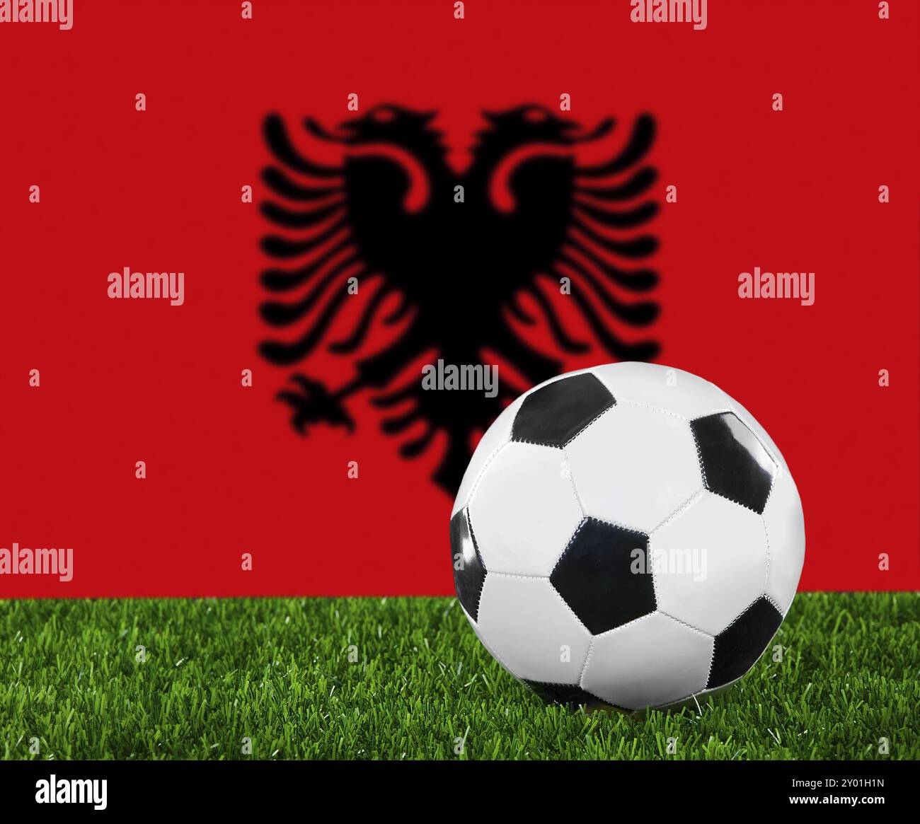 The Albanian flag and soccer ball on the green grass Stock Photo - Alamy
