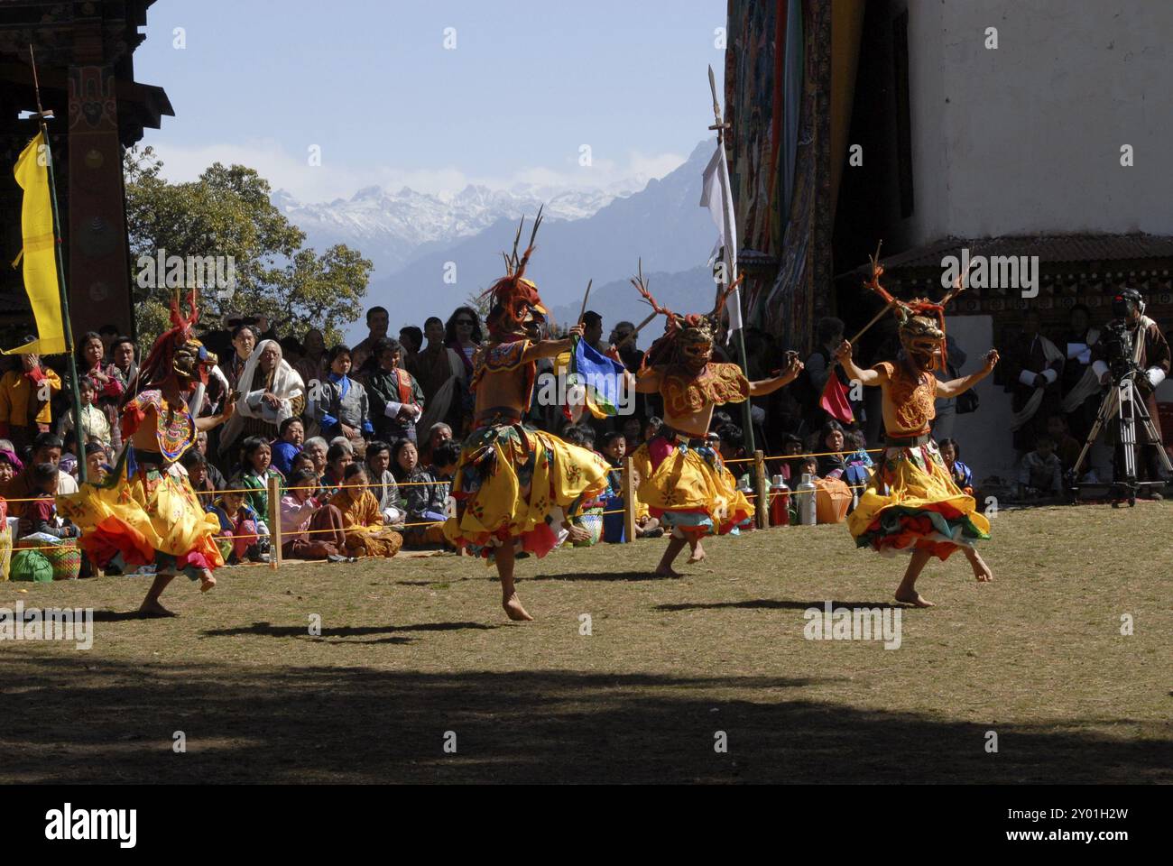 Dancers at the Talo Tsechu (Talo festival), filmed by national TV (BBS ...