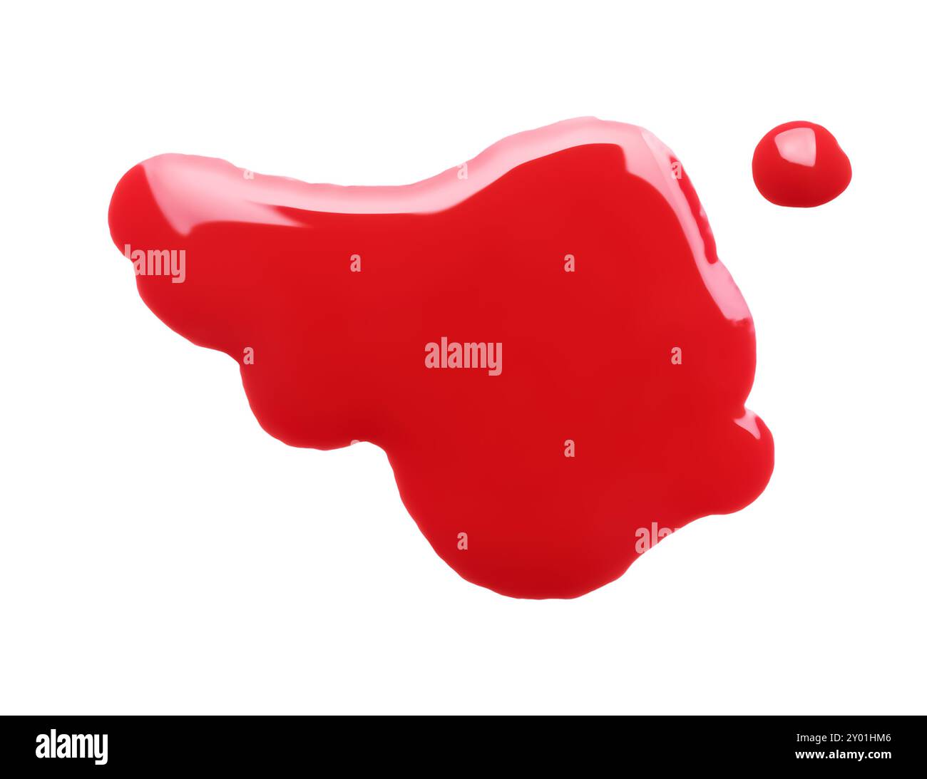 Blot of red printer ink isolated on white, top view Stock Photo - Alamy
