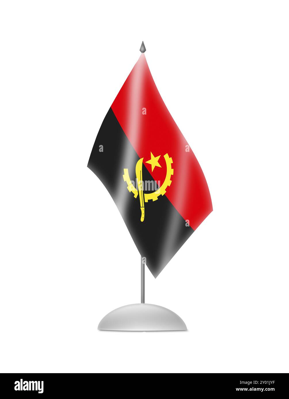The Angolan flag. Table Flag. Isolated on white Stock Photo - Alamy