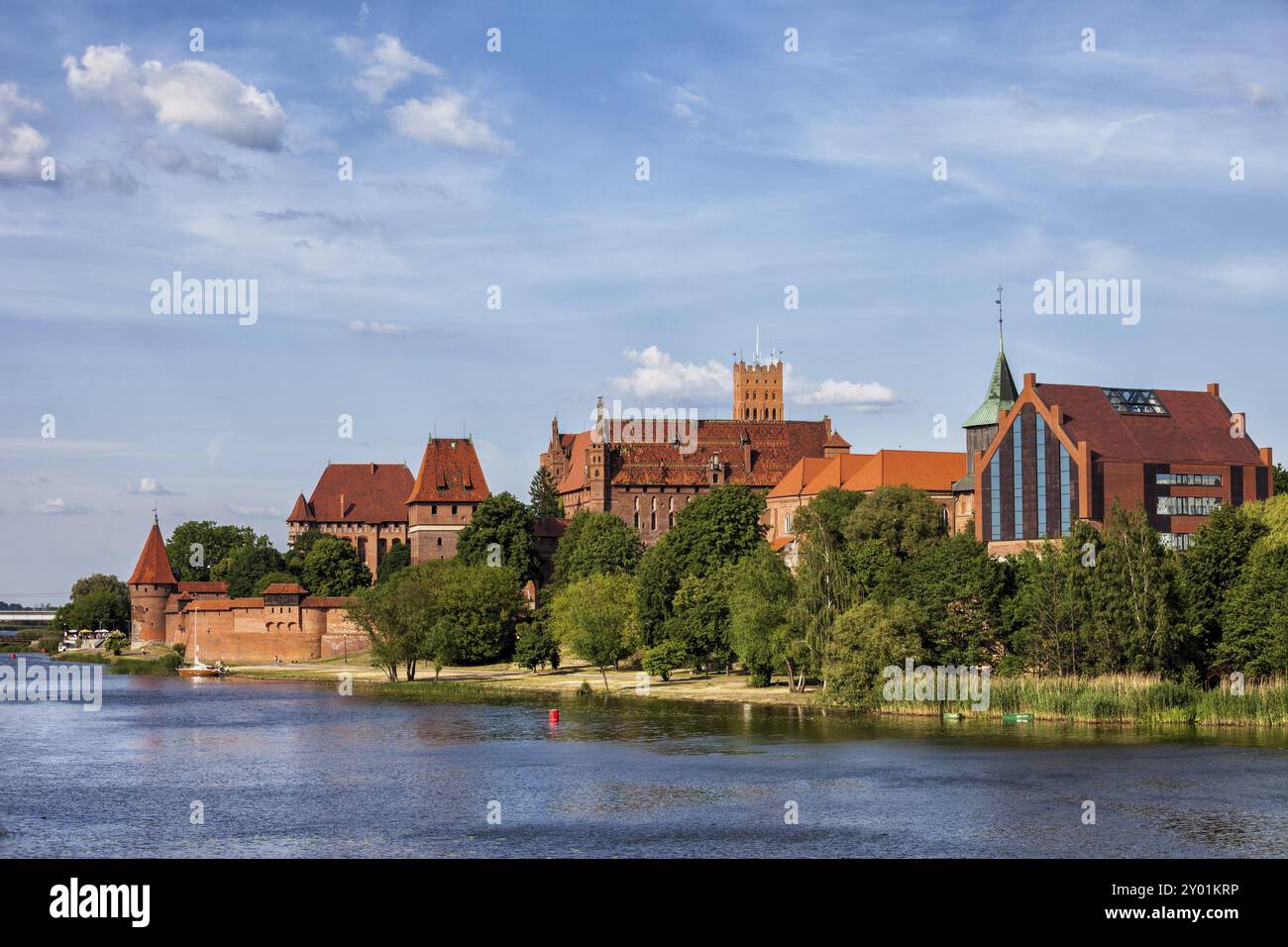 The Malbork Castle and town in Poland, view from Nogat river Stock ...
