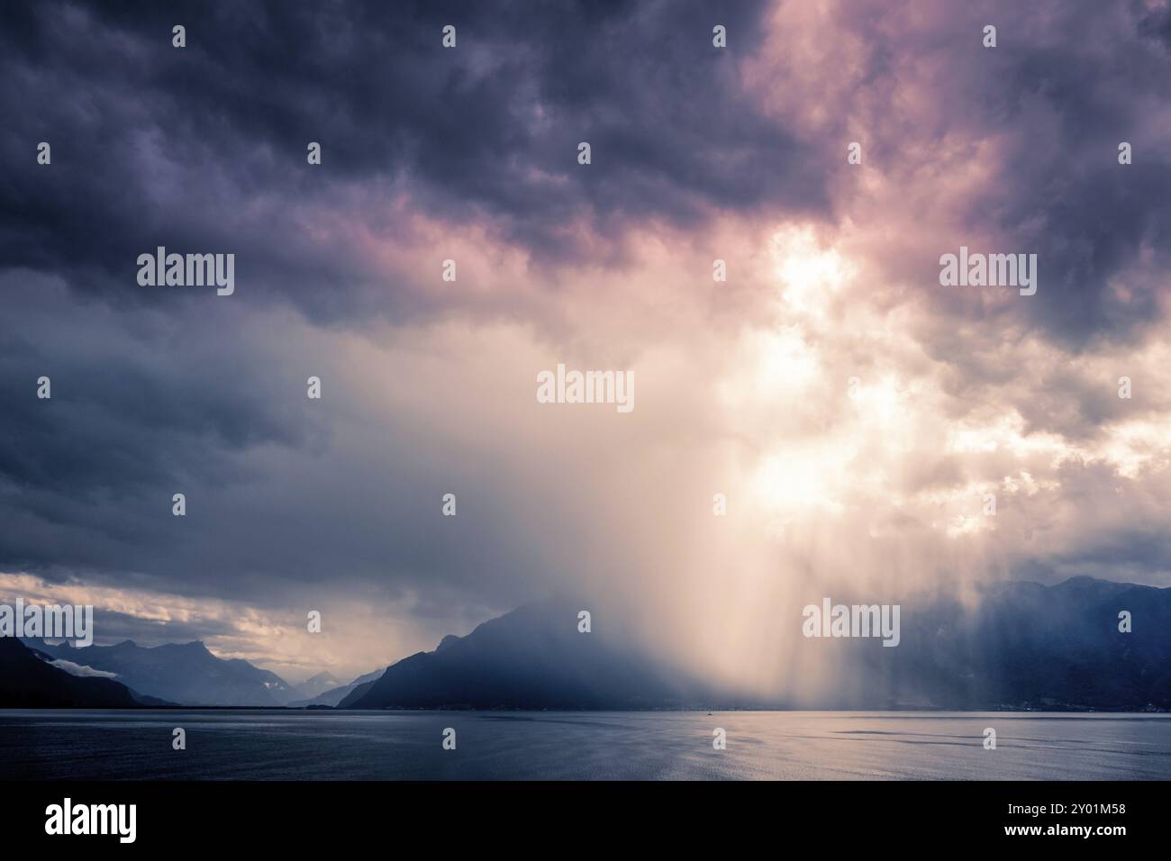 Storm Passing over Lake Geneva Stock Photo - Alamy
