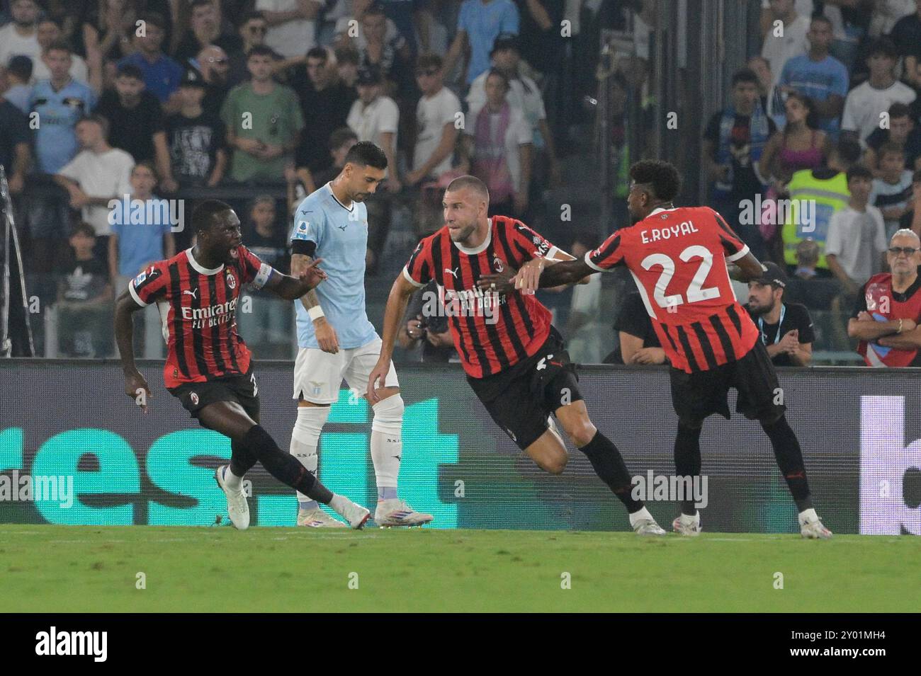 AC Milan's Strahinja Pavlovic celebrates after scoring the goal 0-1 ...