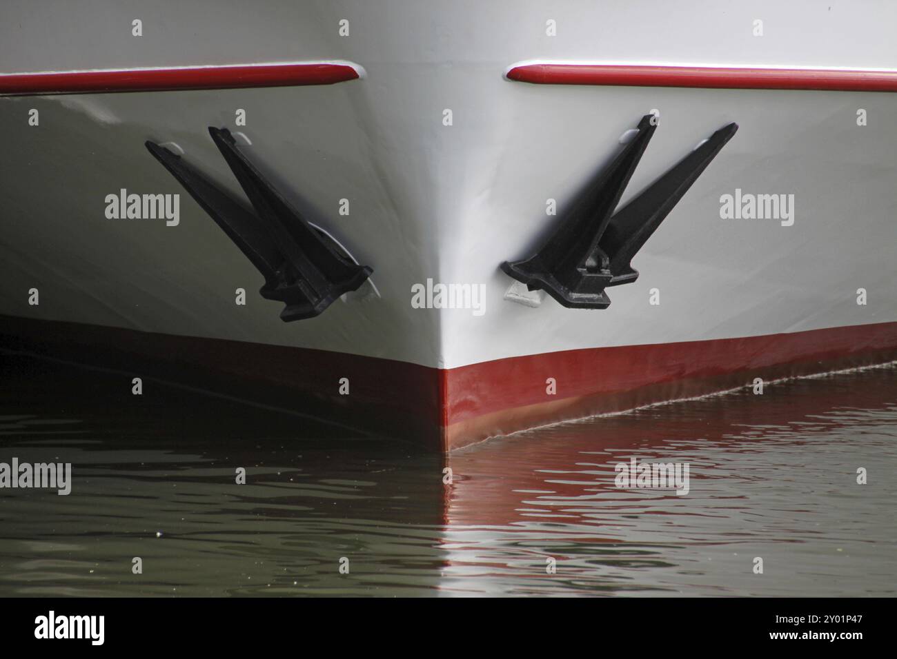 Bow of a barge with anchors Stock Photo - Alamy