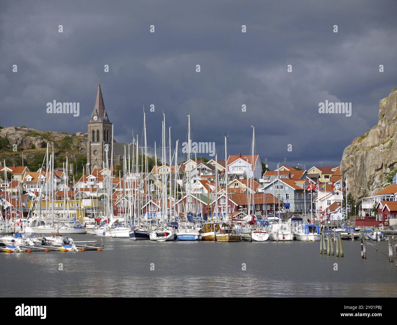 The marina of Fjaellbacka in the evening. the marina of Fjaelbacka in ...