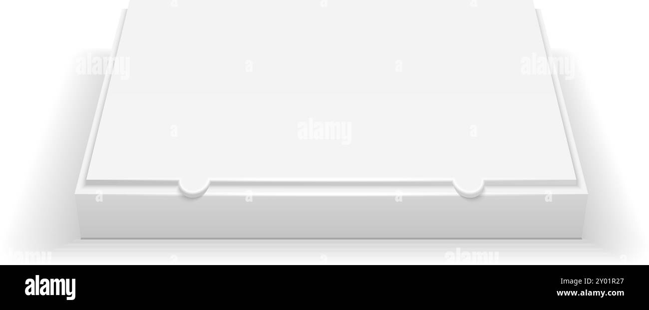 Closed pizza box. White realistic package mockup Stock Vector Image ...