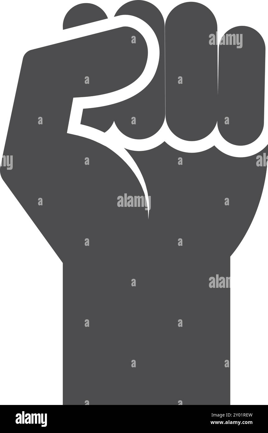 Lifted fist black icon. Uprising symbol. Rebel sign Stock Vector Image ...