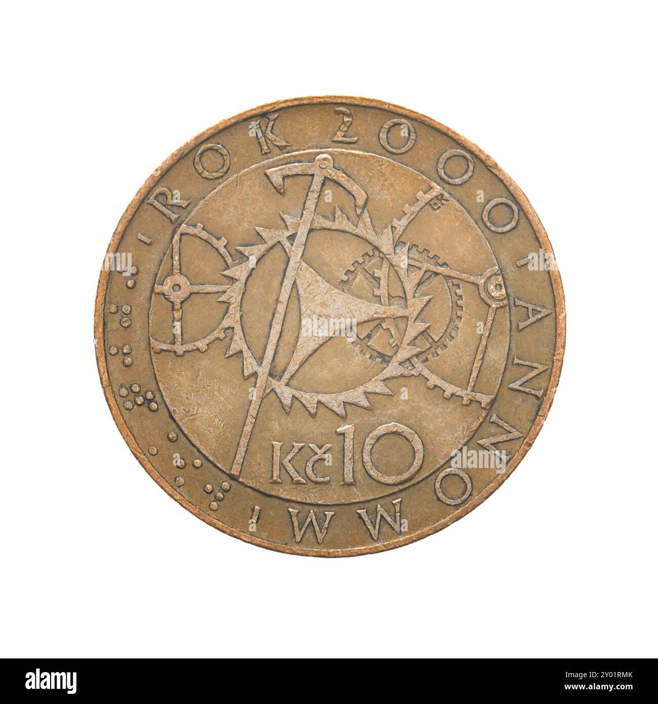 Ten Czech Crowns coin isolated on white background Stock Photo - Alamy