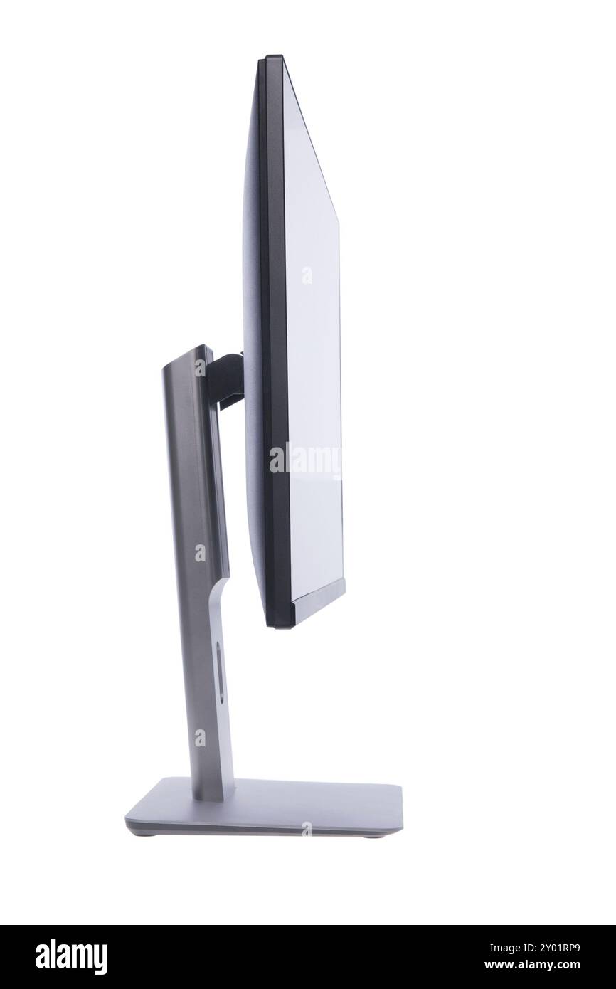 New monitor, computer display, side view, isolated on white background ...