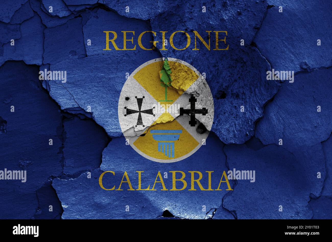 Flag of Calabria painted on cracked wall Stock Photo - Alamy