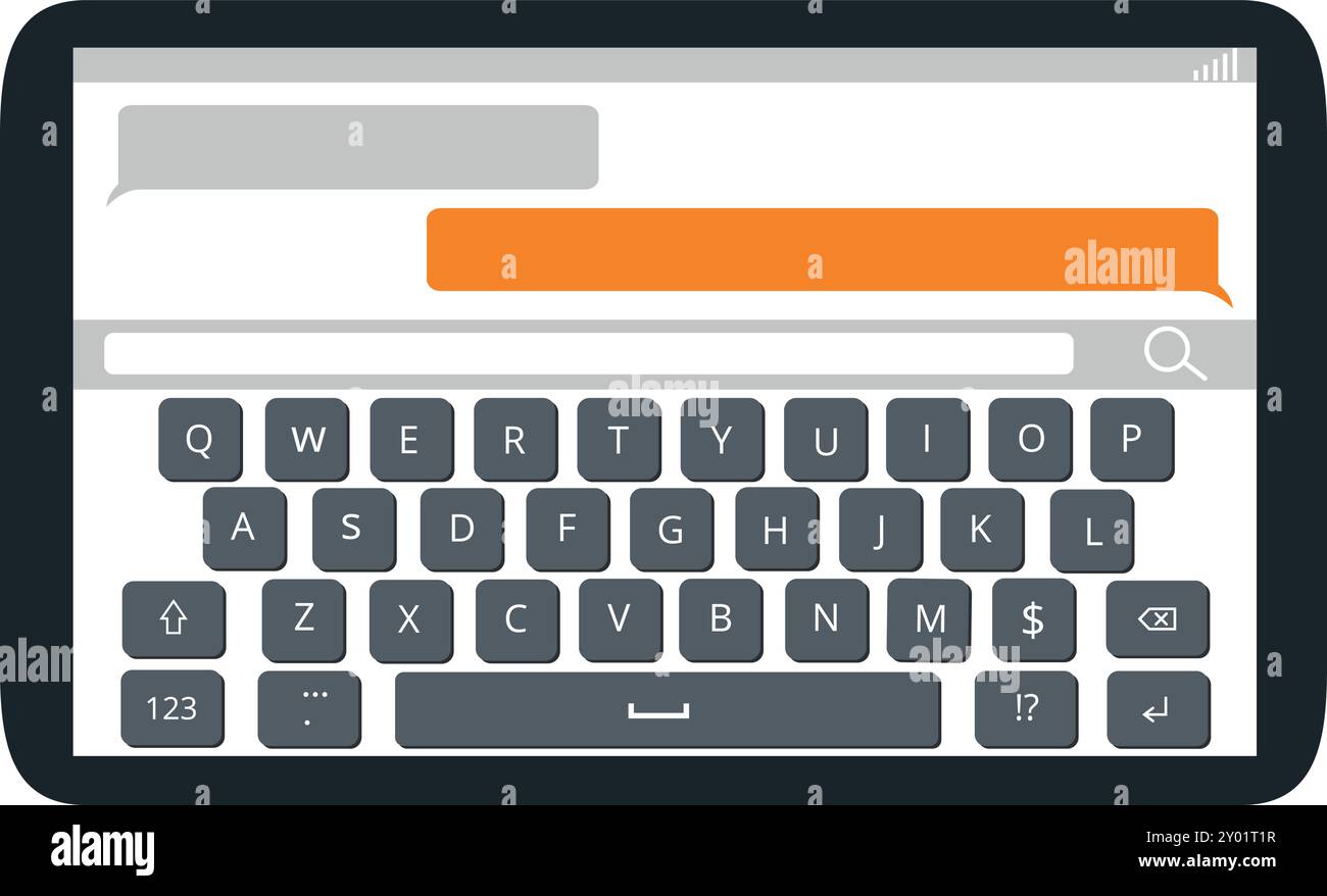 Tablet display with screen keyboard. Typing alphabet buttons Stock ...
