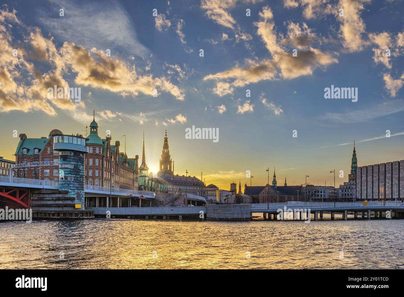 Copenhagen Denmark, sunset city skyline at Harbour Stock Photo - Alamy
