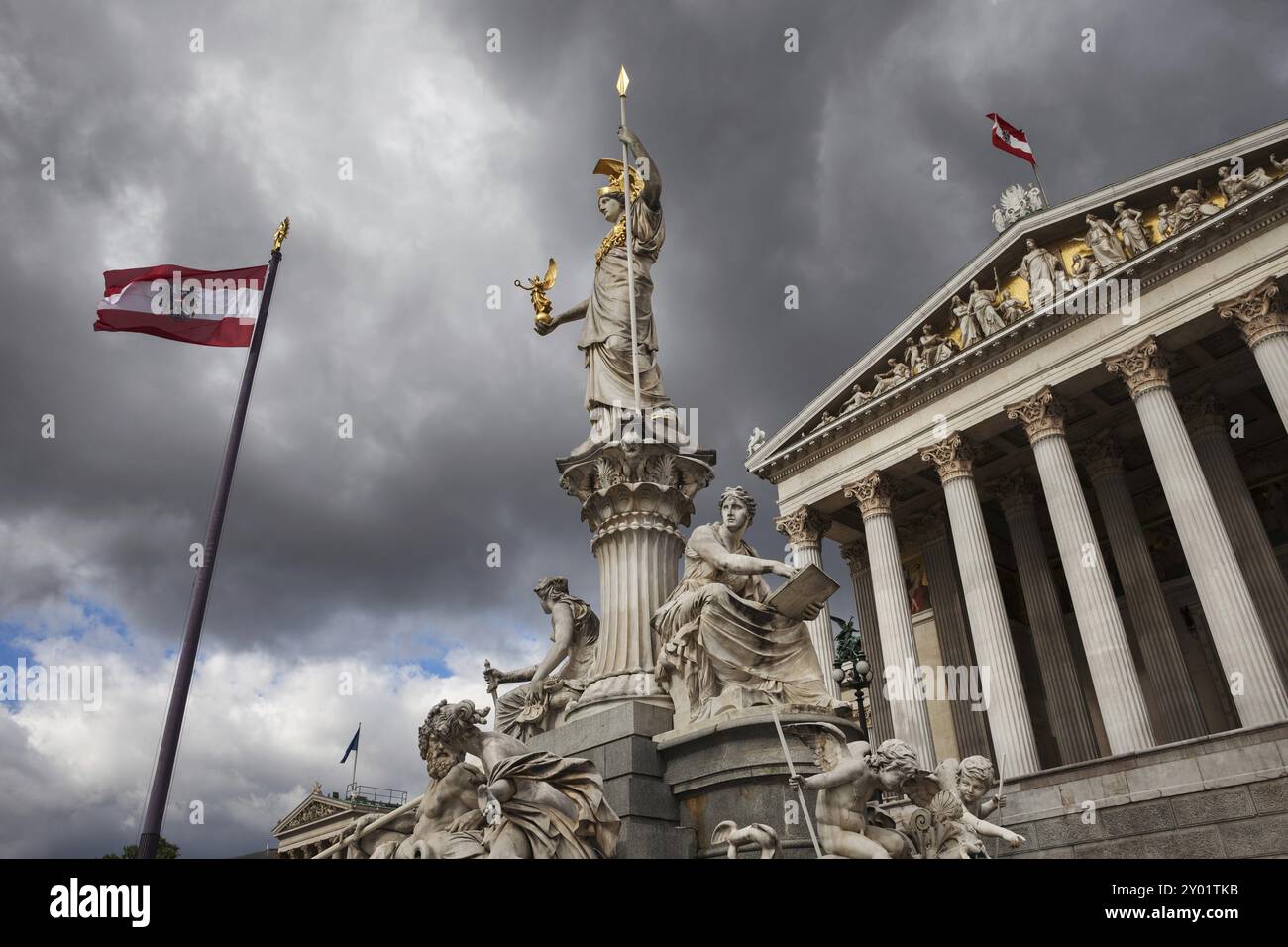Austria, city of Vienna, Greek Goddess Athena statue, Pallas Athene ...