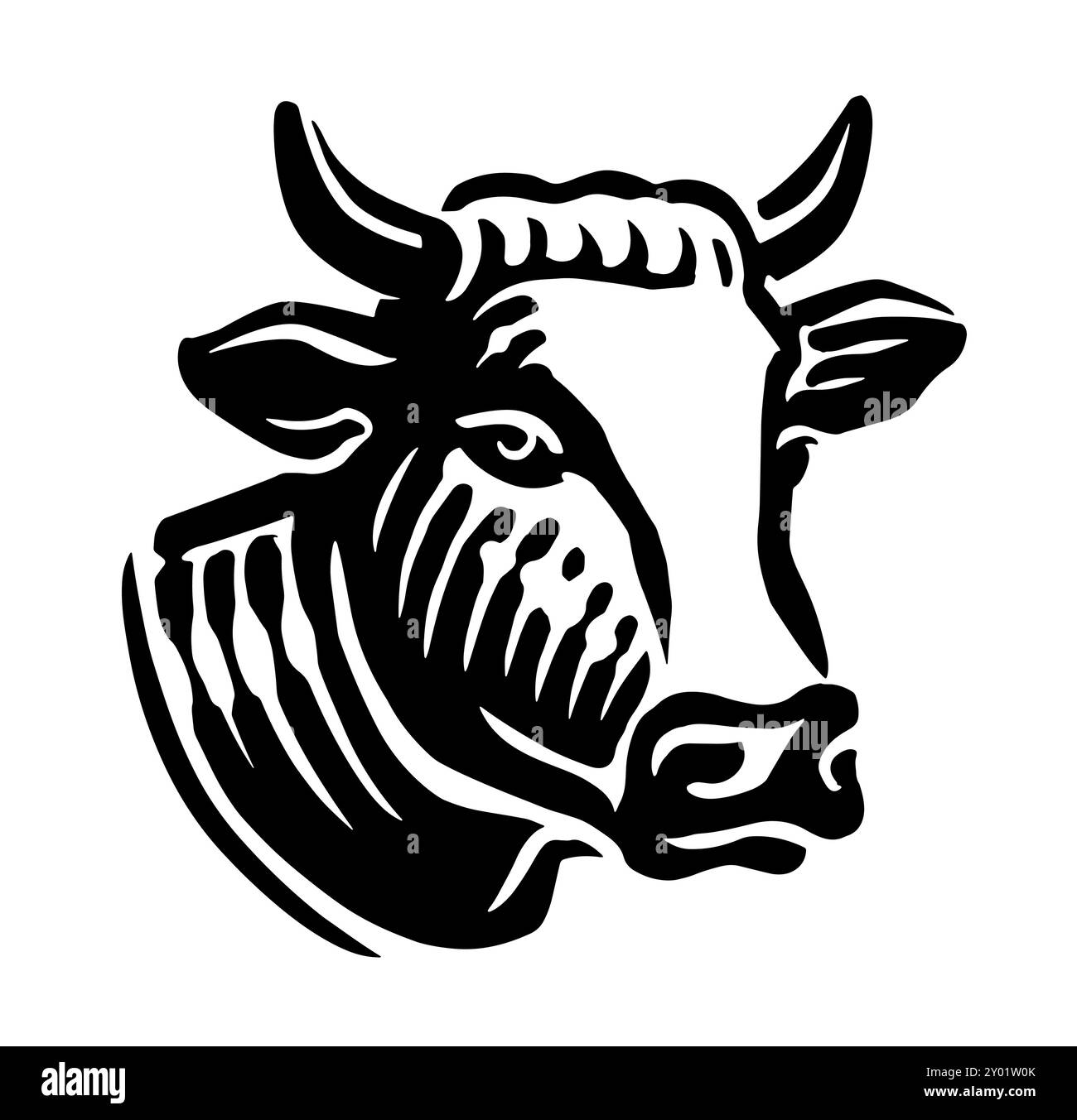 Cow Head With Horns Silhouette