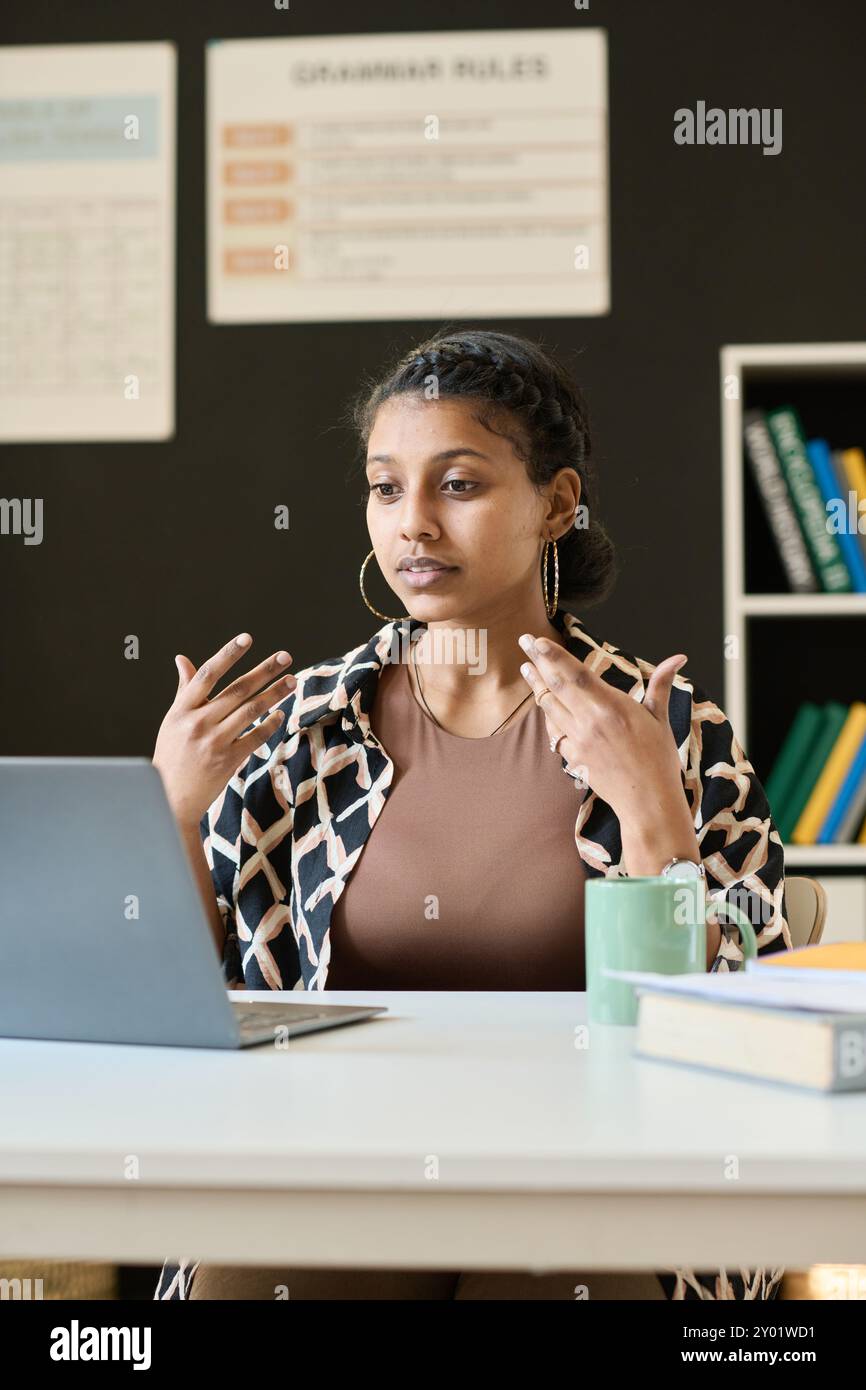 Student in Video Call with Teacher Stock Photo - Alamy