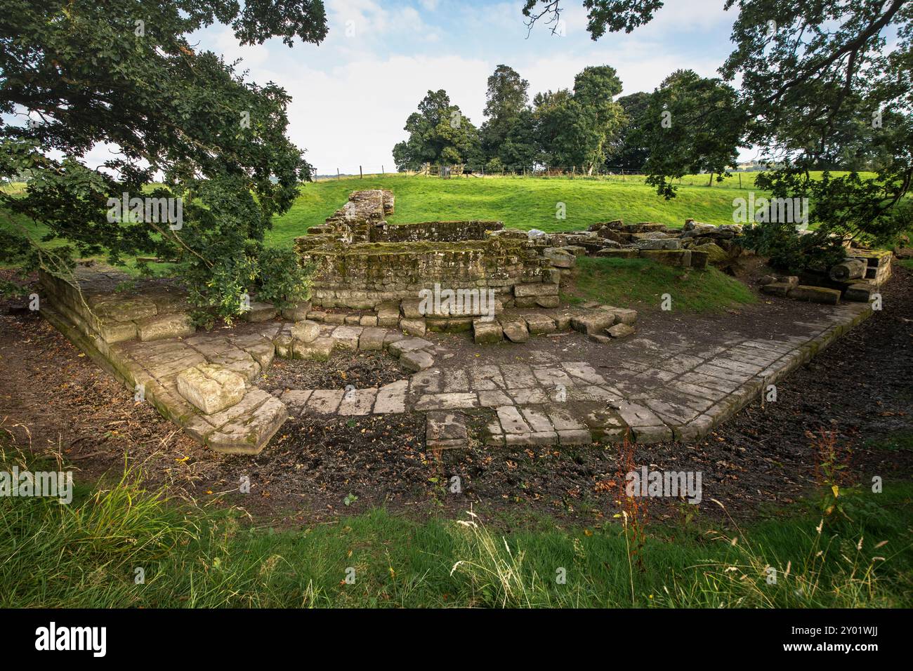 Remains of abutment of bridge on Hadrian's Wall Stock Photo - Alamy