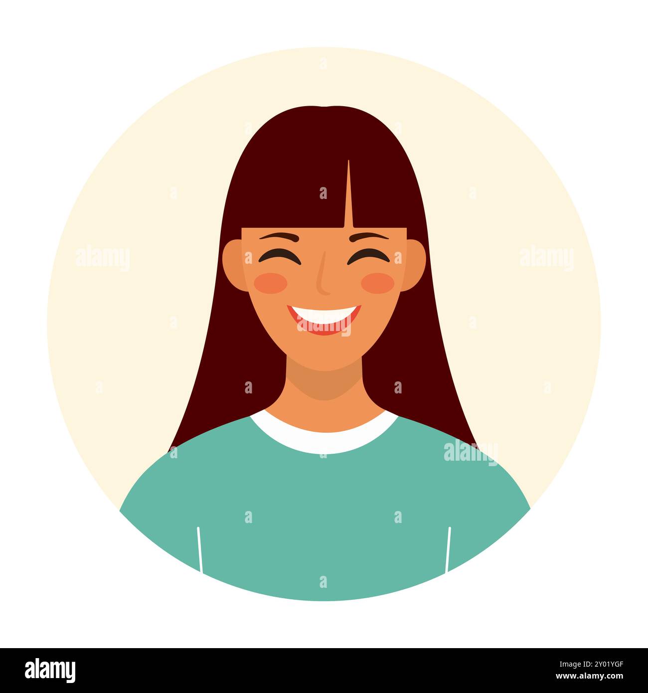 Portrait of a dark-haired woman. Female avatars. Vector illustration in ...