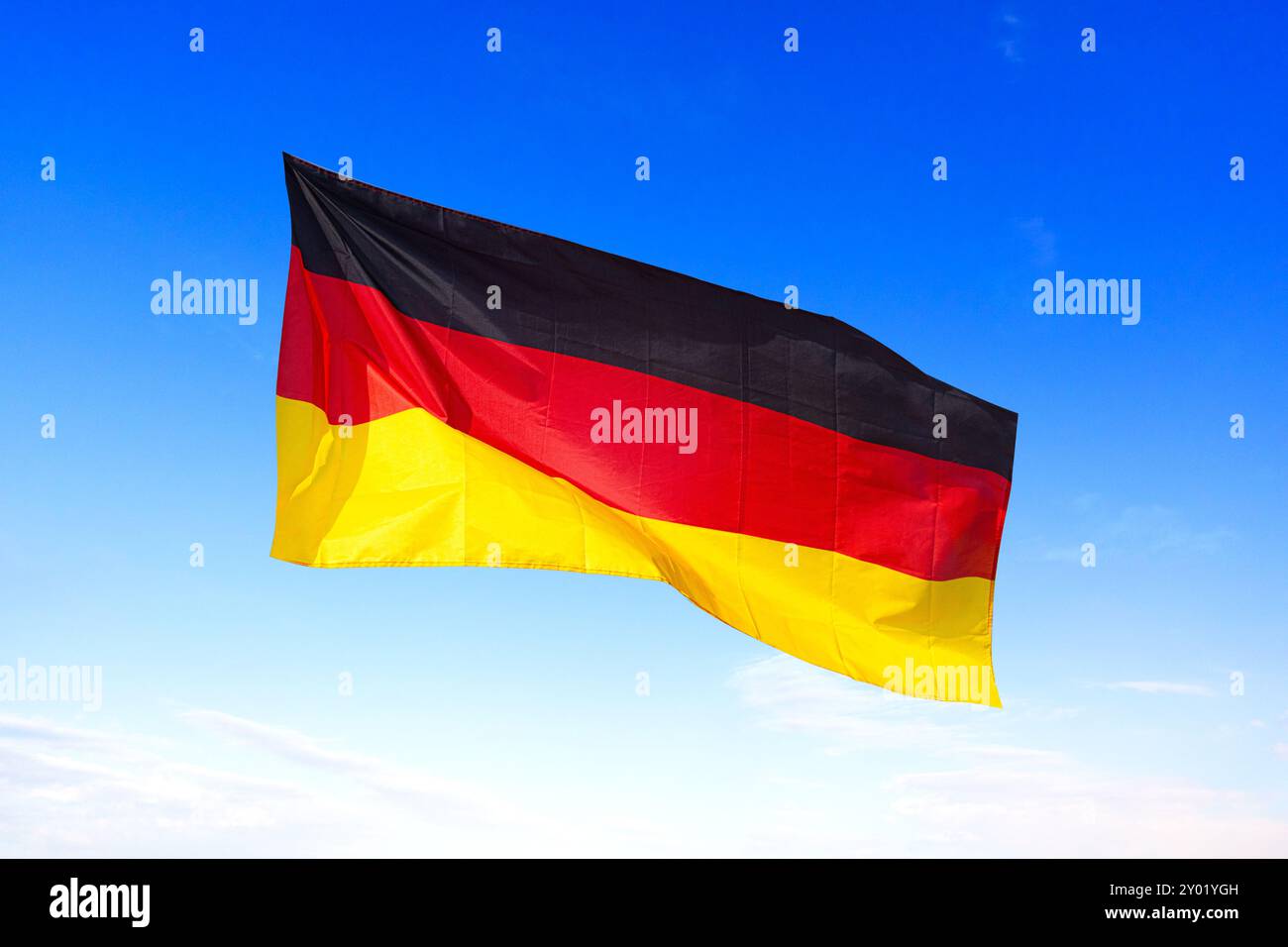 Waving flag of Germany ON BLUE SKY background Germany flag for ...