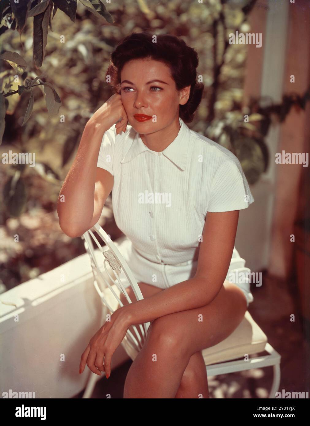 Colour Publicity Portrait of American actress GENE TIERNEY taken in 1954 20th Century Fox Stock ...