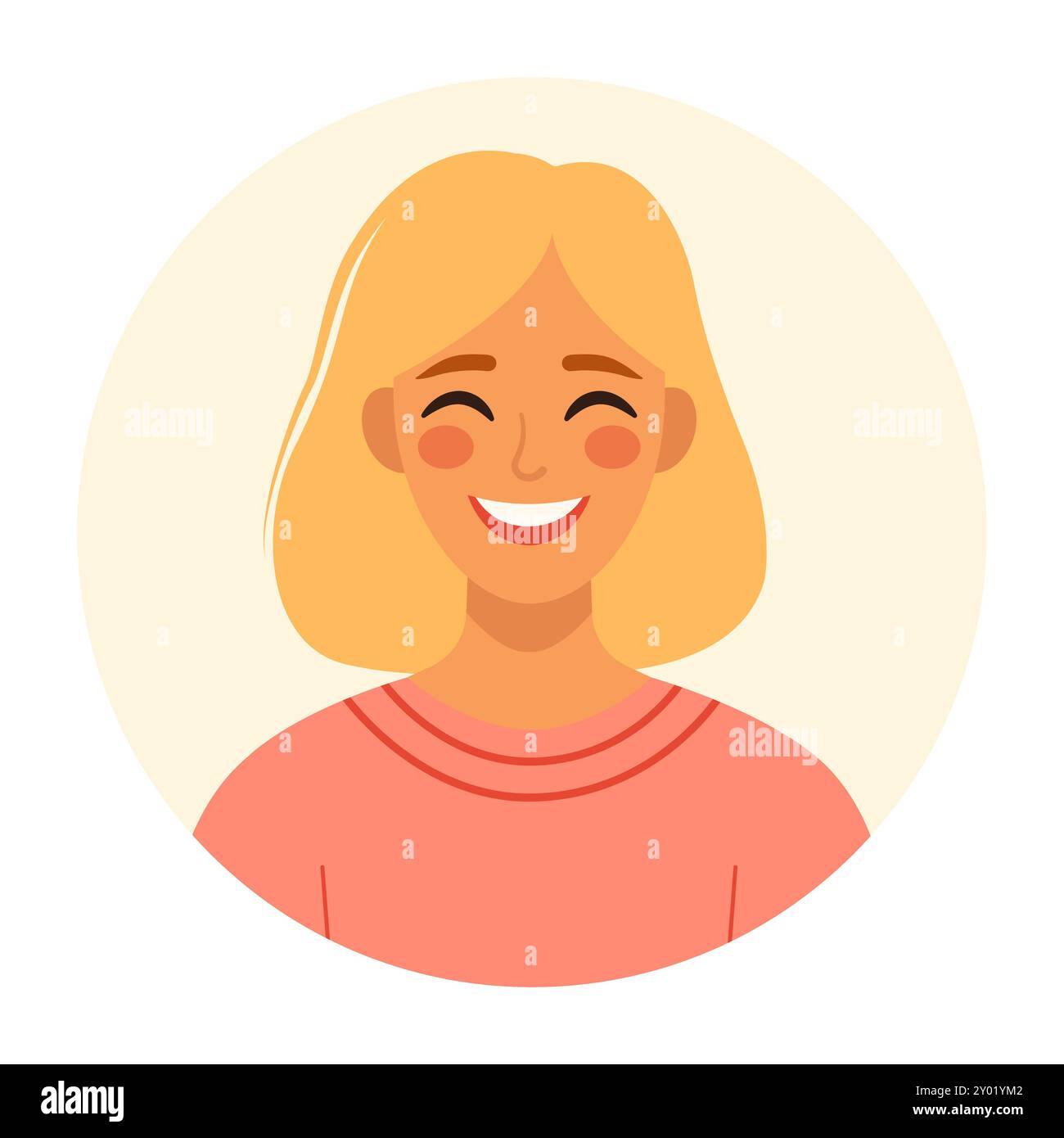 Portrait of a blonde woman. Female avatars. Vector illustration in a ...