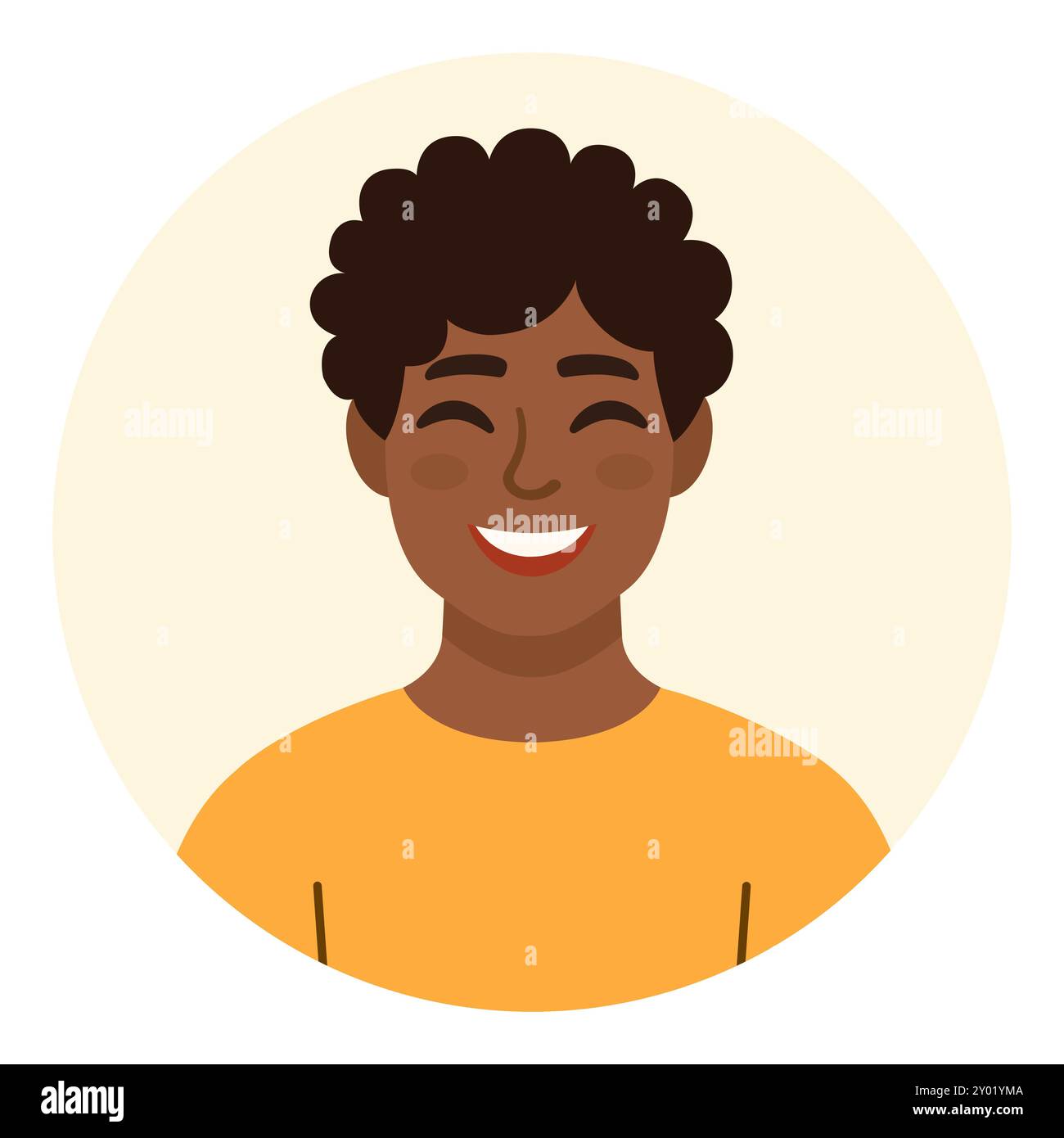 Portrait of a dark-skinned curly man. Male avatars. Vector illustration ...