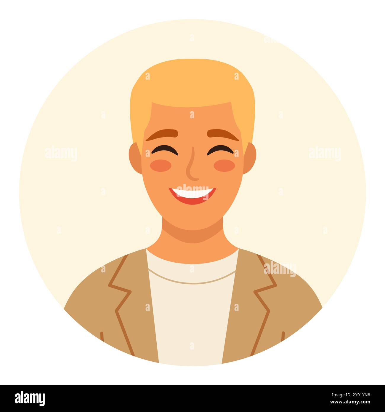 Portrait of a blond curly man. Male avatars. Vector illustration in a ...