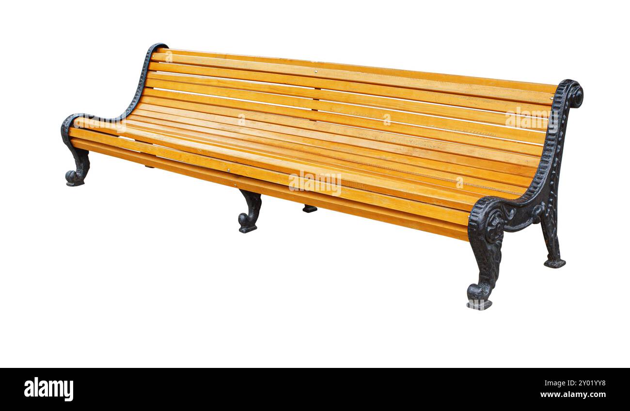 Modern wooden bench isolated on white with clipping path Stock Photo ...