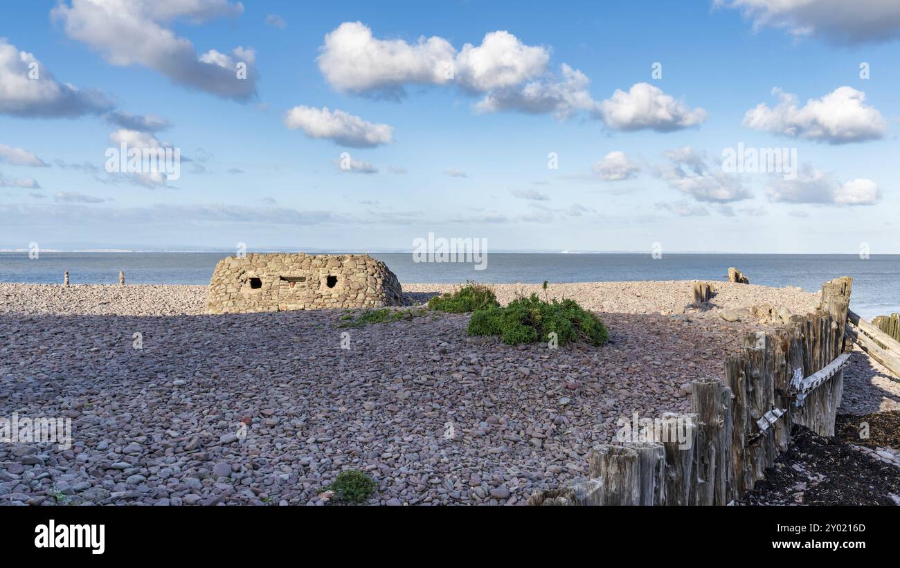 View from the pebble beach in Porlock Weir, Somerset, England, UK ...