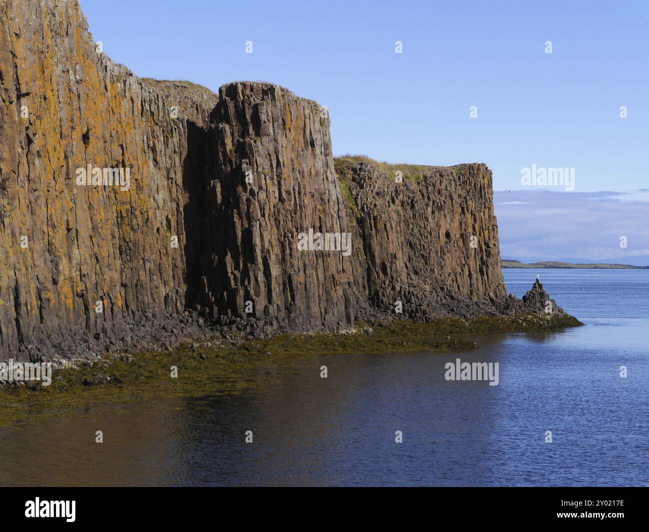 Basalt columns on the island of Sugandisey in Stykkisholmur, Iceland ...
