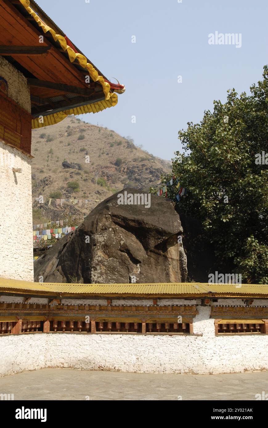 Holy rock at Gom Kora temple, a sacred meditation site of Guru Rimpoche ...