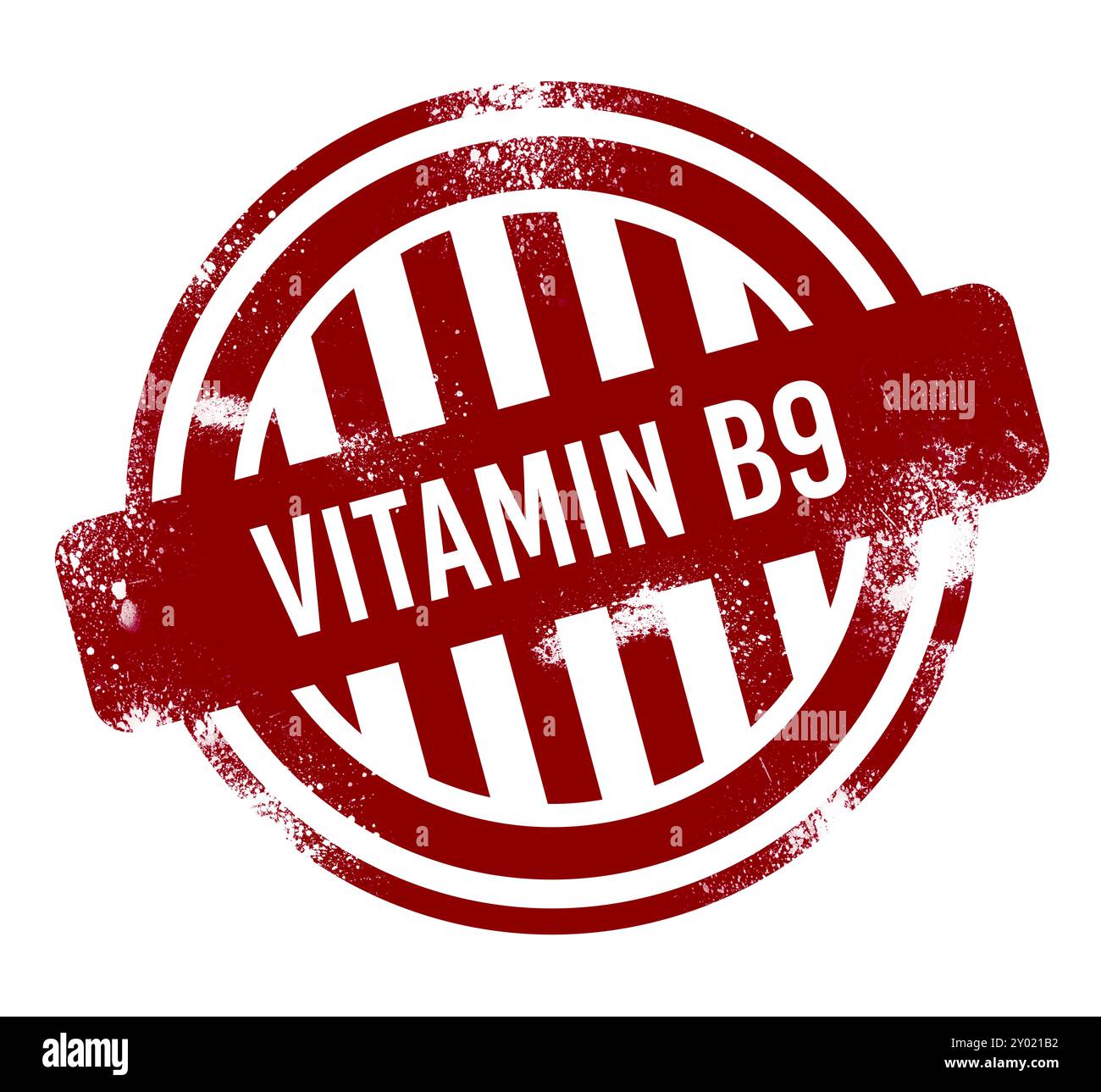 Vitamin B9, red grunge button, stamp Stock Photo - Alamy