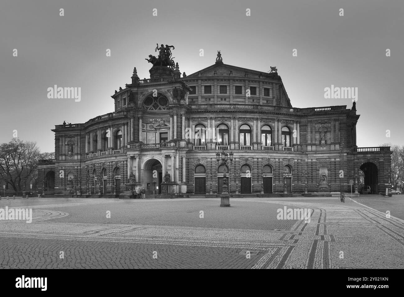 View over the theatre square to the Semper Opera House. View over the ...