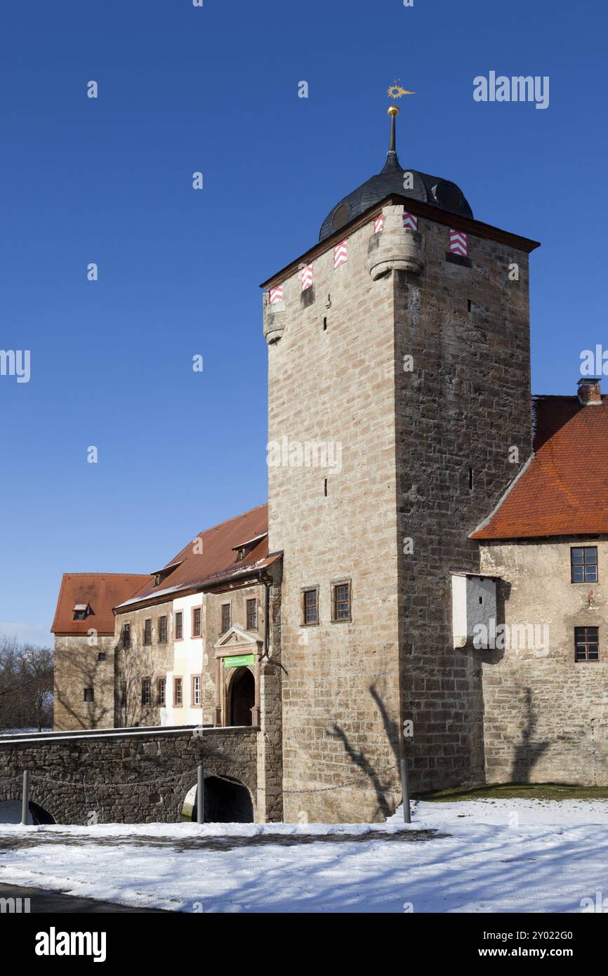 The entrance portal of the moated castle Kapellendorf, Germany, Europe ...