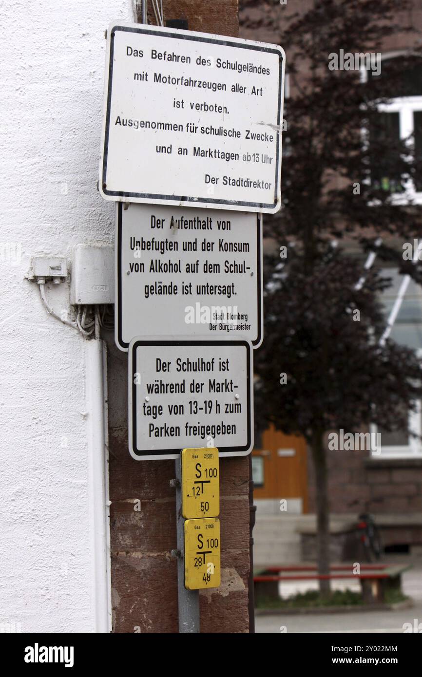 Prohibition signs at a school Stock Photo - Alamy
