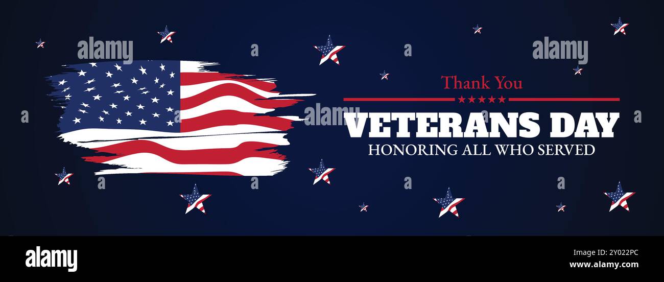 Happy Veterans Day Honoring All Who Served Banner Template. 11 November ...