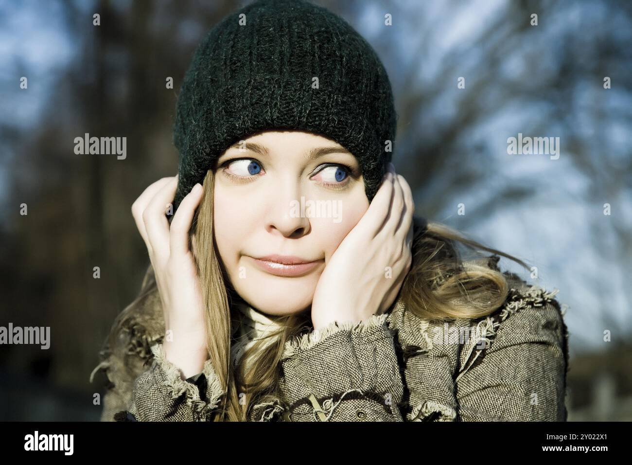 The Scared Young Woman Portrait Stock Photo - Alamy