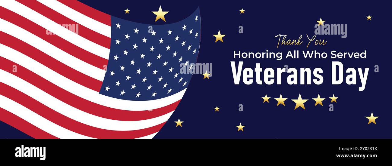 Happy Veterans Day Honoring All Who Served Banner Template. 11 November ...
