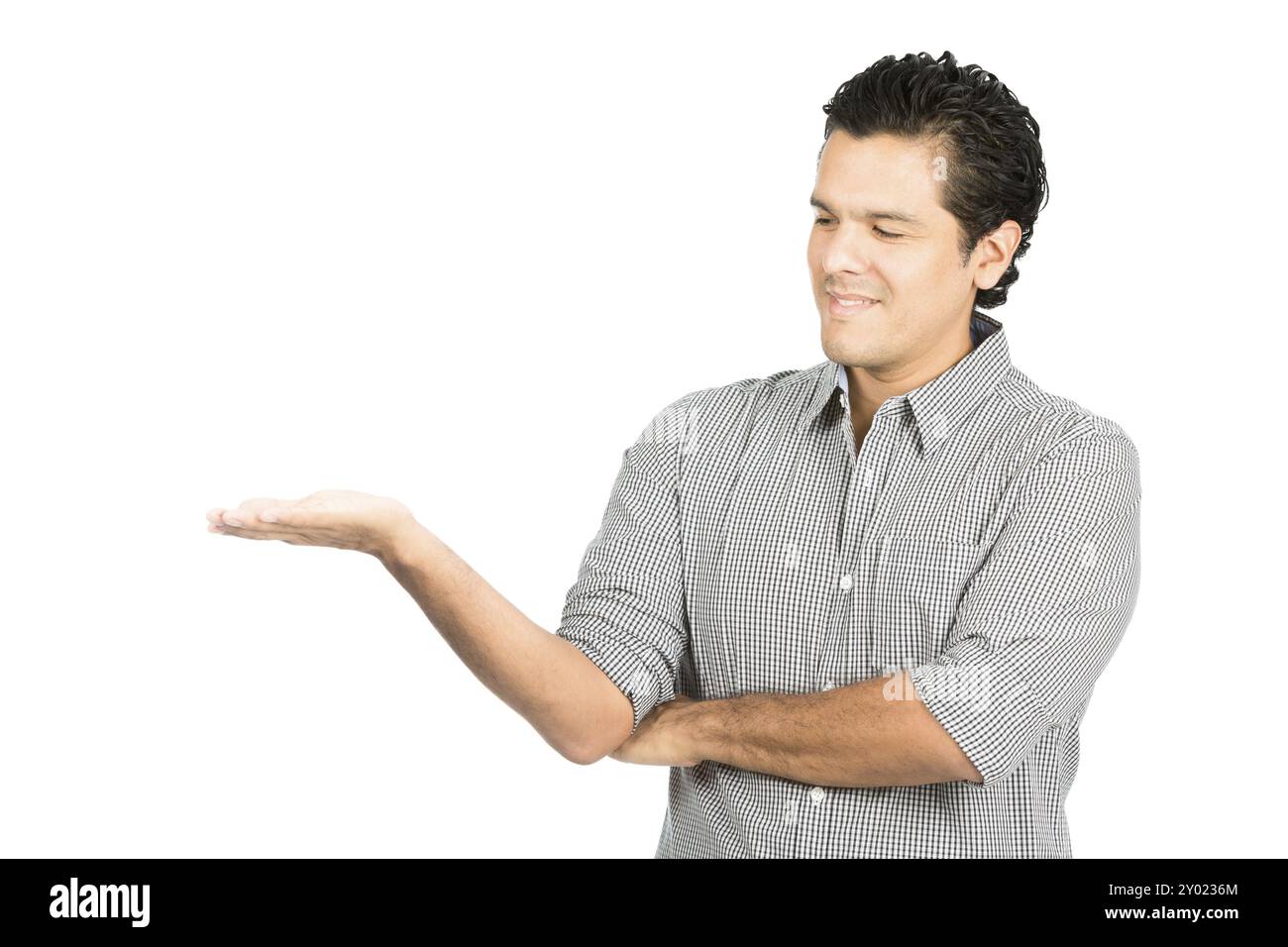 Good looking hispanic man wearing button down dress shirt casual ...