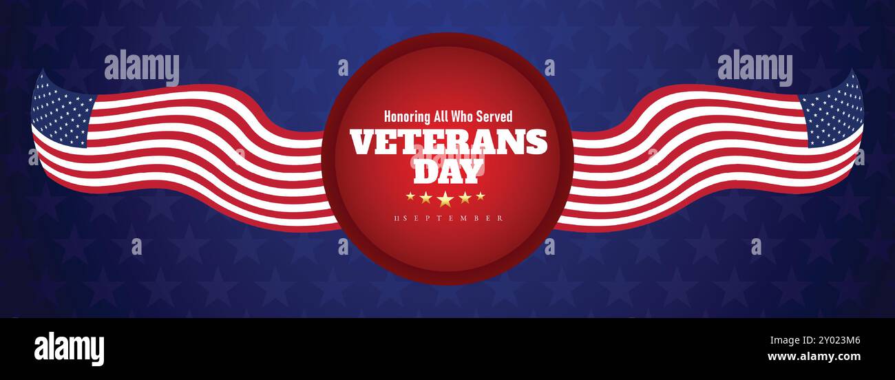 Happy Veterans Day Honoring All Who Served Banner Template. 11 November ...
