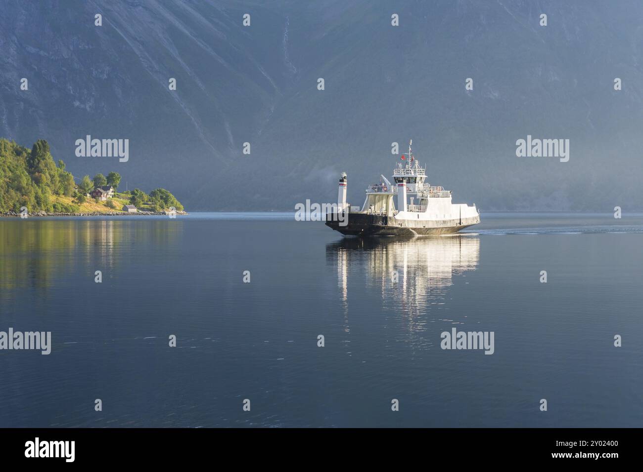 Typical norwegian ferry on the fjord Stock Photo - Alamy