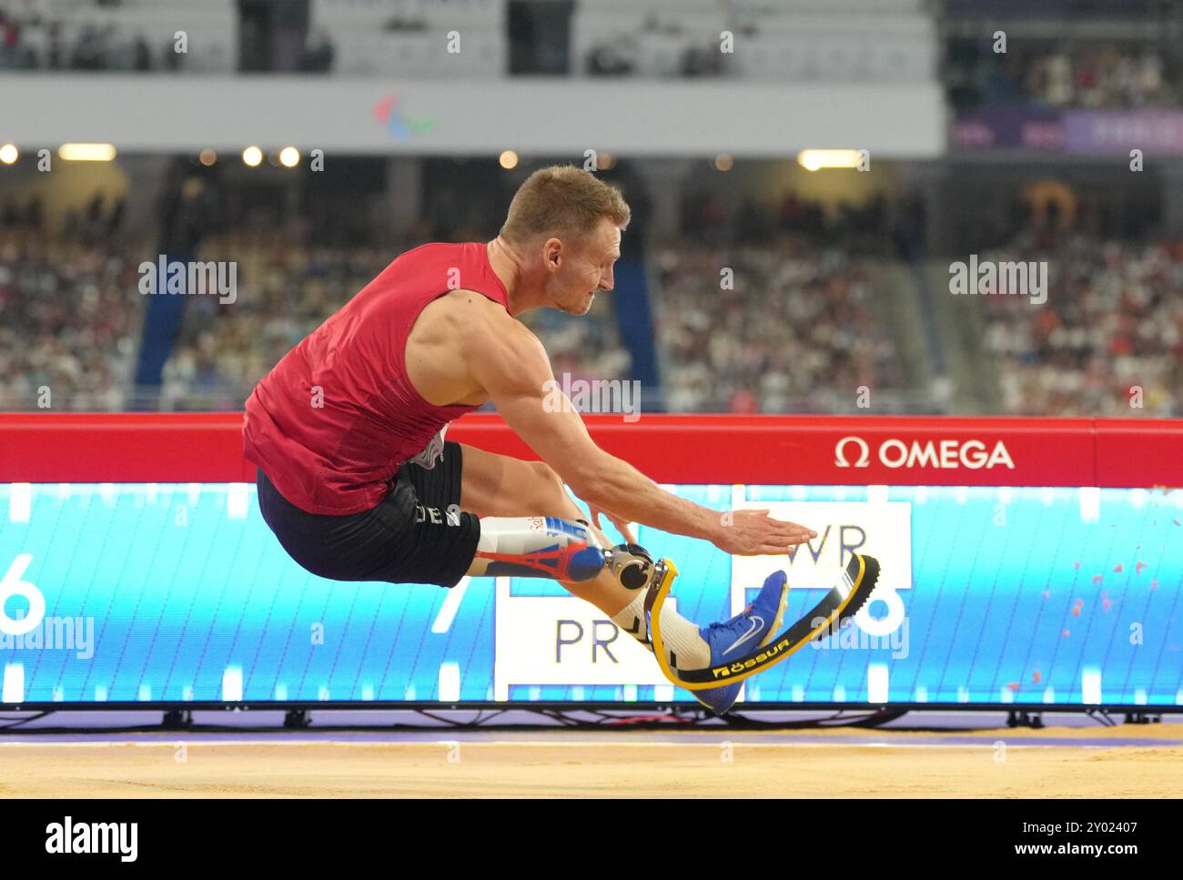 August 31 2024: Daniel Wagner of Denmark in action in Men's Long Jump - T63 Final during the ...