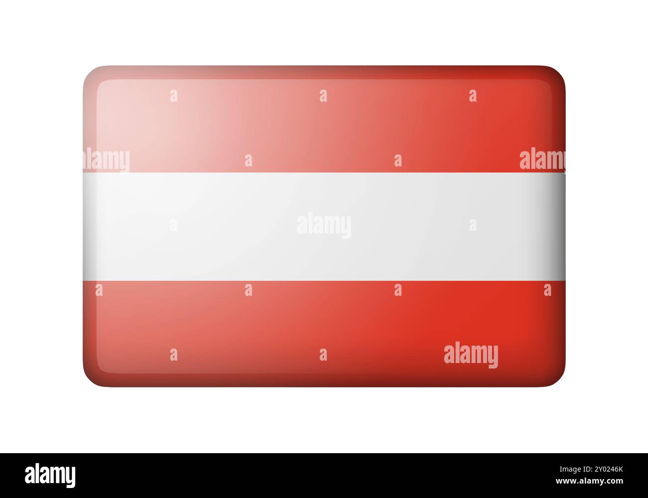The Austrian flag. Rectangular matte icon. Isolated on white background ...